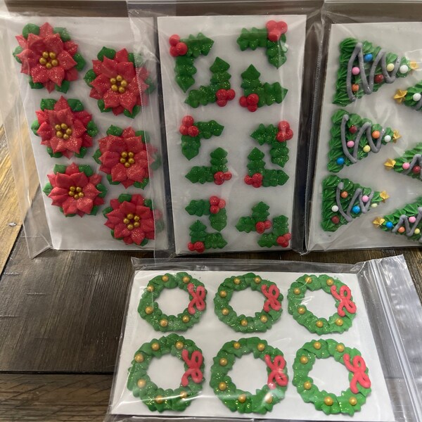 Royal Icing Christmas Cupcake Toppers- Combination Pack (12) - Etsy