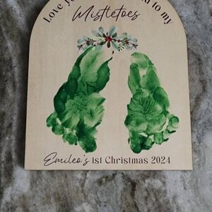 Personalized DIY Baby Handprint Sign, Custom Baby’s First Christmas ...