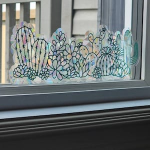 Floral Border Suncatcher Window Decal Sticker Rainbows - Etsy