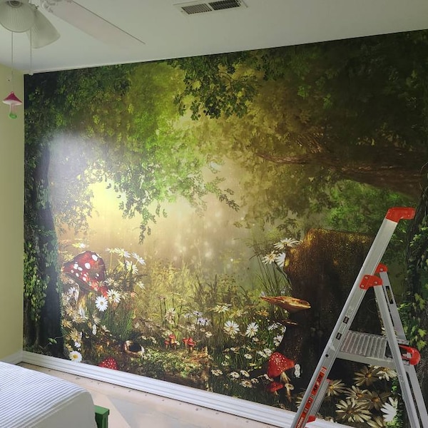 Magic Forest Wall Mural / Fairy Wall Mural / Enchanting Woodland ...