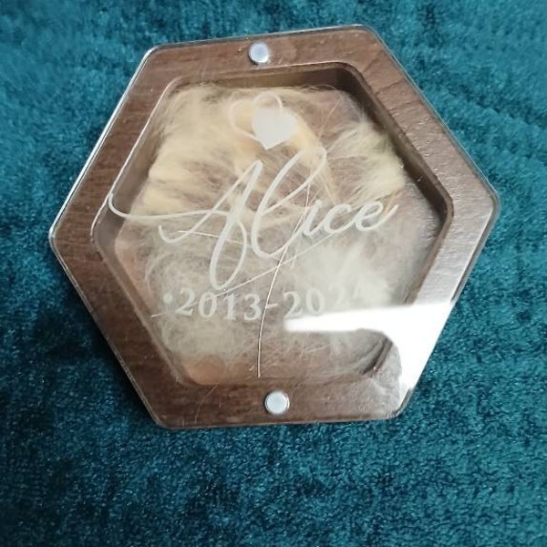 Wooden Pet Hair Memorial Box, Personalised Pet Fur Keepsake, Dog Hair ...