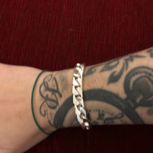 8mm Silver Cuban Styled Link Bracelet. Stunning Solid 925 Sterling ...