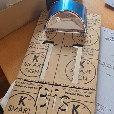 K Smart Sign Modern House Signs Plaque Door Number Street Glass Effect ...