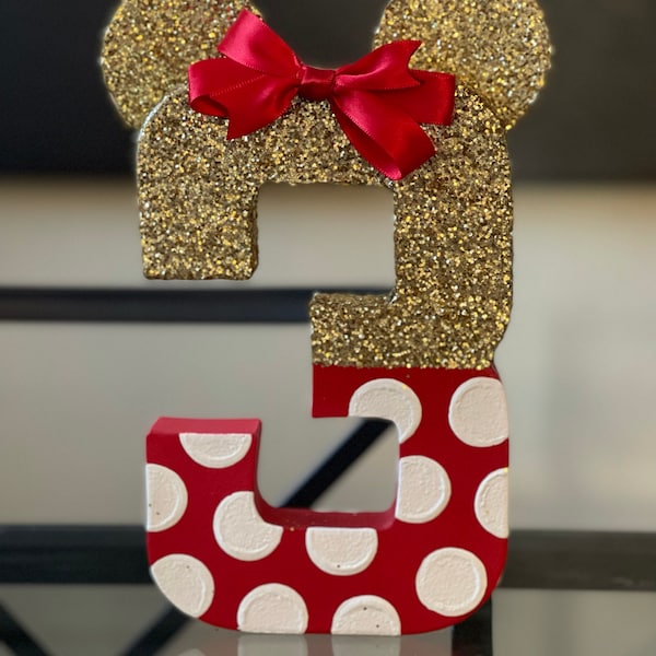 Minnie Mouse Inspired Photo Prop, Age Photo Prop, Paper Mache Number ...