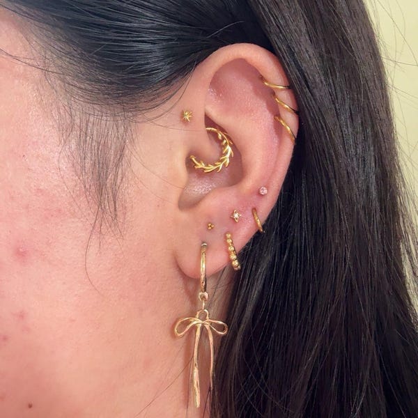 Tiny Flower Rook Hoop Earring • Flower Helix Hoop • Rook Earring ...