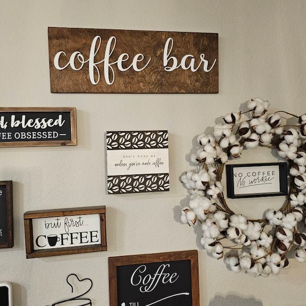 Coffee Bar Sign, 3D Coffee Bar Wood Sign, Coffee Bar Decor, Kitchen ...