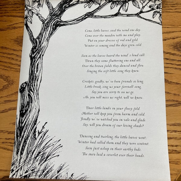 Custom Poem With Tree Drawing - Any Pix or Text - Printed on Canvas ...