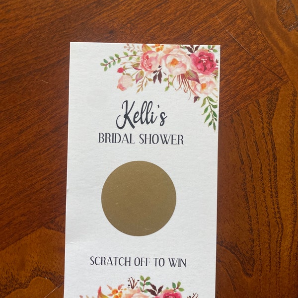 Floral Bridal Shower Scratch off Game Cards - Color Choices Available ...