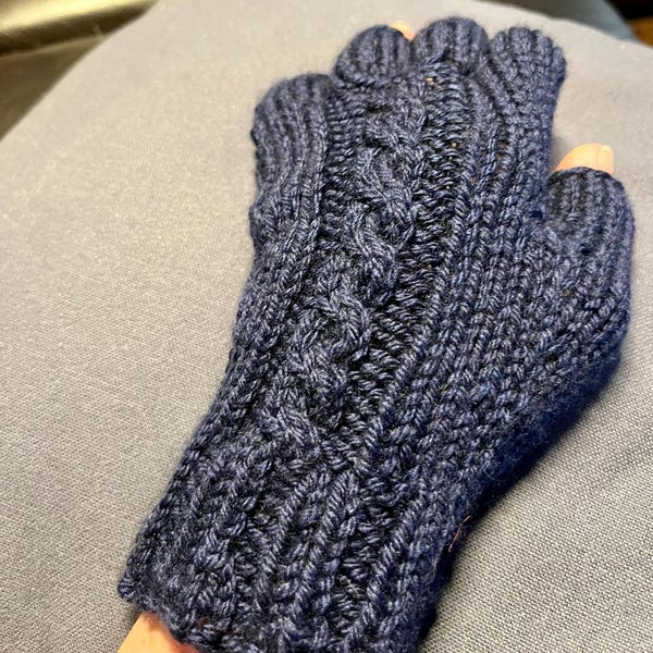 Half Finger Gloves Hand Knit Ladies' Black Merino Wool Gloves With ...