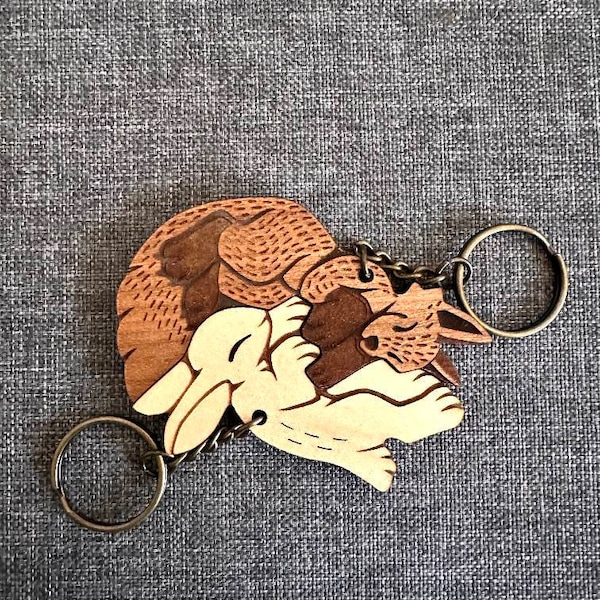 Interlocking Fox and Rabbit Couple Keychains - Friendship or ...