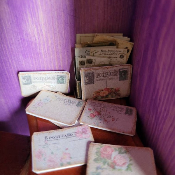 Miniature Postcards, Distressed Paper, Vintage Postcards, Dollhouse ...