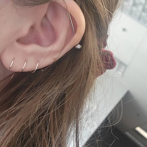 Double Piercing Half Hoop Earrings Minimalist Earrings, Silver Earrings ...