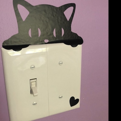 Cute Cat Light Switch Decal Peeking Cat Sticker Kids Room Wall Decor ...