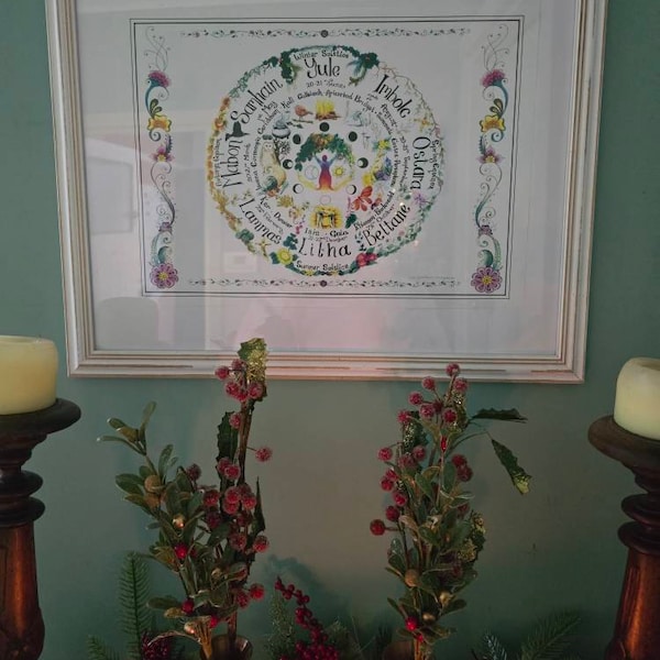 Wheel of the Year Pagan Altar Cloth Table Cloth Wall Hanging Wicca Scarf 100 Cm X 100 Travel ...