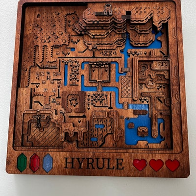 3D Hyrule Video Game Map Laser Cut Wood Multilayer Custom Decor ...