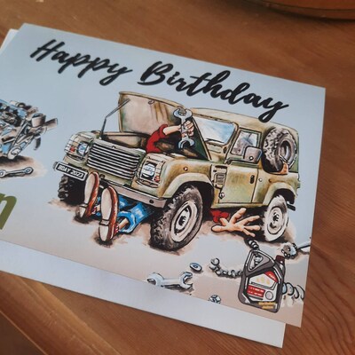 Personalised Green Land Rover Defender Christmas Card for Him - Etsy UK