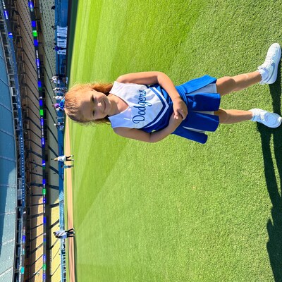 Blue & White Cheer Uniform, Customized Cheerleading Uniform, Girls ...