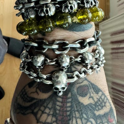 Silver Skull Cuff-human Skull Cuff-bangle-sterling Silver Skulls Cuff ...