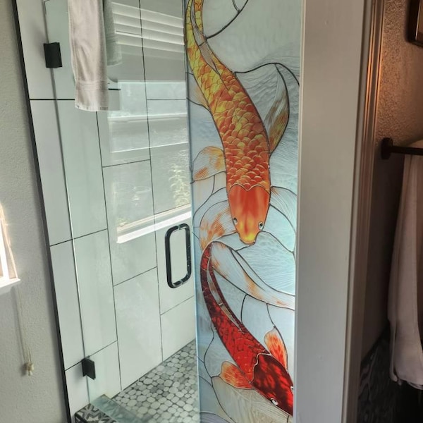 Stained Glass Premium Window Film, Custom Size, Frosted - Koi Fish - Etsy