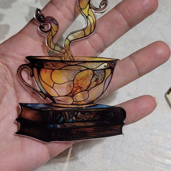 Autumn Leaves and Cozy Icons Acrylic Suncatcher/ Ornament - Faux ...