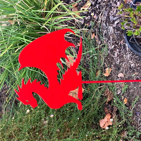 Ships in 2 Days | Metal Dragon Garden Stake - Steel Gardening Decor ...