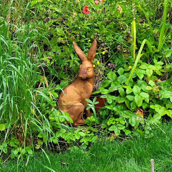 Rusty Cold Cast Iron Hare Garden Statue Ornament - Etsy UK