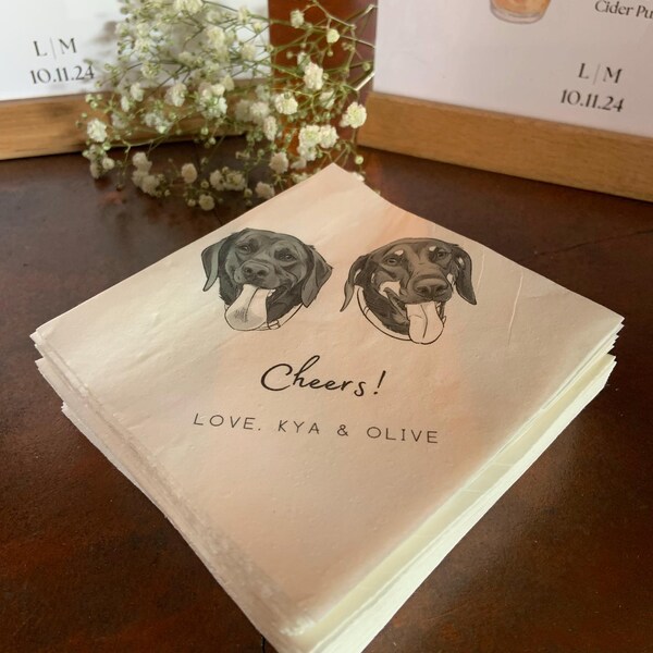 Custom Pet Cocktail Napkins, Dog Wedding Napkins, Custom Pet Cocktail ...