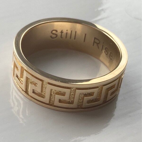 Greek Wedding Band in 14k Yellow Gold, 7mm Greek Wedding Band, Antique ...