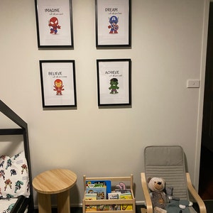 Set of 7 Superhero Prints, Affirmations for Kids, Kids Room Superheroes ...