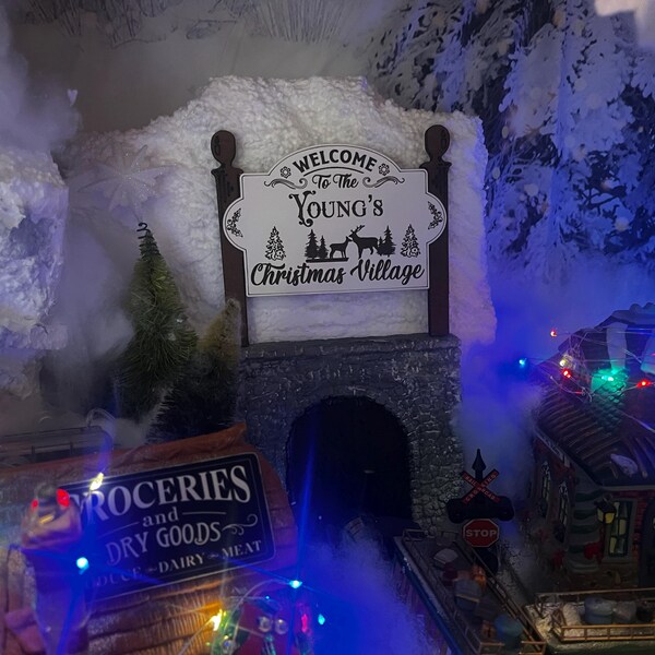 Personalized Christmas Village Sign, Welcome to Our Village Sign ...