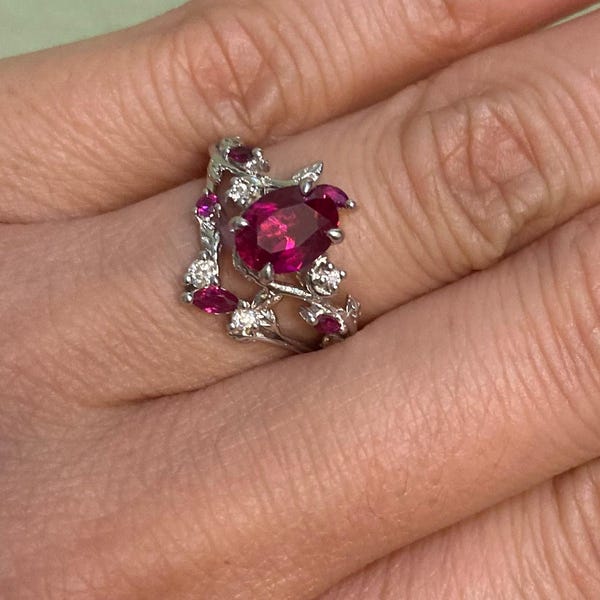 Oval London Blue Topaz Engagement Ring Leaf White Gold Ring Solitaire ...