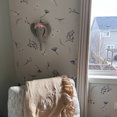 Watercolor Flower Greenery Wall Decals Nature Sticker Boho Nursery ...