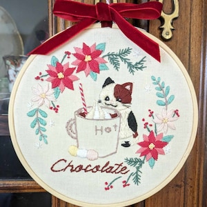DIY Embroidery Kit/ Tea Time & Cats/ 5 Inch Hand Embroidery Set ...