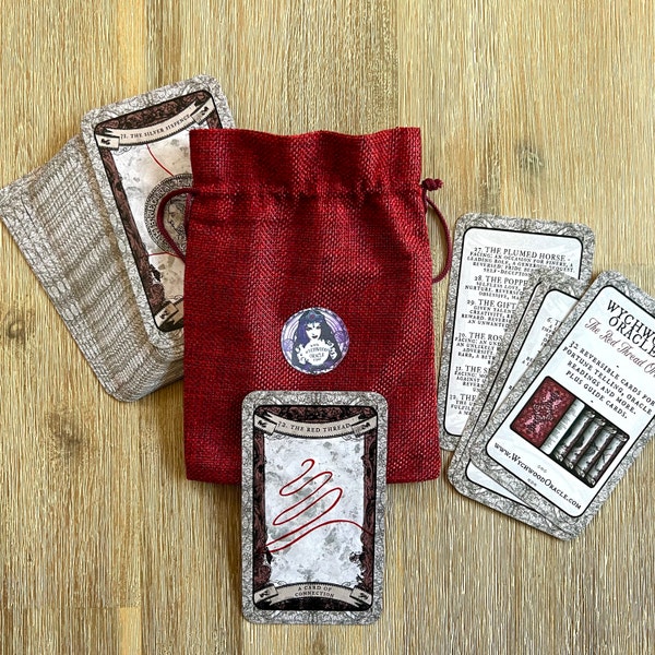 Red Thread Pocket Oracle Deck for Oracle, Tarot Work, Affirmations Etc ...