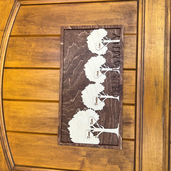Personalized Wooden Family Tree Wall Art, Custom Design Family Tree ...