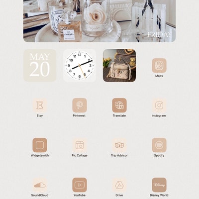Latte iPad Desktop Icons, Beige iPad App Icons, Boho Icon Pack, Warm ...