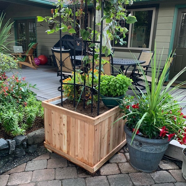 Square Cedar Planter Box: Large Tree Flower Patio Indoor/outdoor Garden ...
