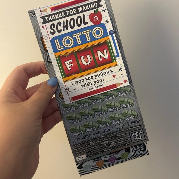 Lottery Ticket Teacher Gift Printable, Scratch off Lottery Ticket Gift ...