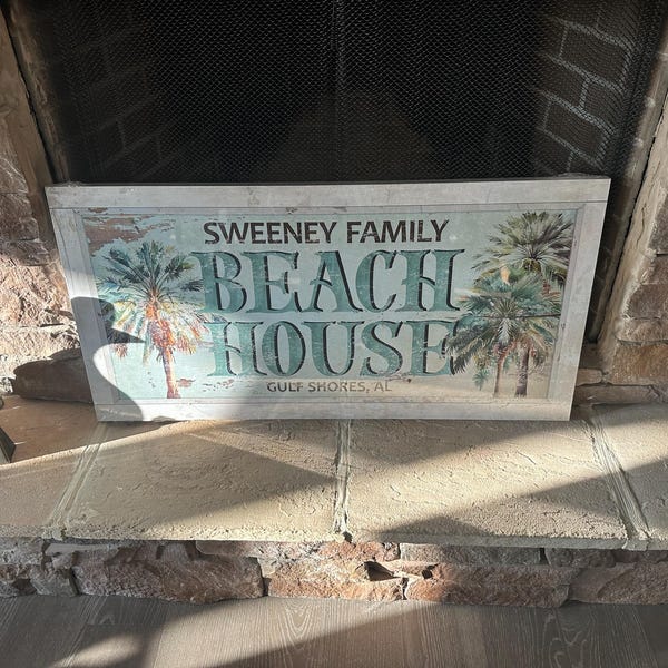 Personalized Beach House Sign Coastal Wall Decor Large Custom Canvas ...