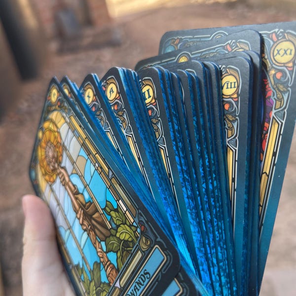 Green Tarot Deck Cards Foil Gold Rainbow, 78 Tarot Cards With Guidebook ...