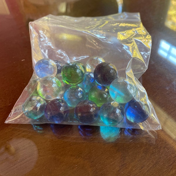 Marbles-lot of 4-approximately 15-16mm-tiny Glass Marbles-aqua Marbles ...