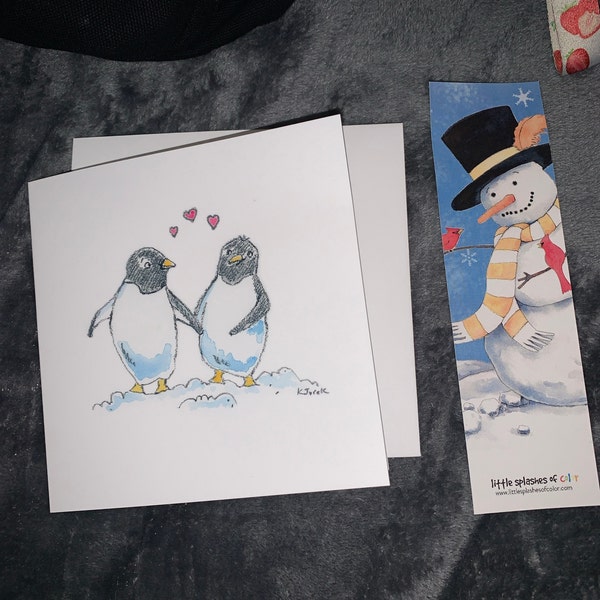 Cute Penguins Love Card for Birthday, Anniversary Card, Valentine's Day ...