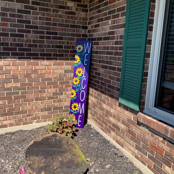 Welcome Porch Sign. Porch Leaner With Flowers. Tall Porch Sign. Country ...