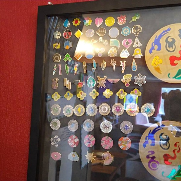 Framed Collection Complete Pokemon Badges Kanto/johto/hoenn/sinnoh ...