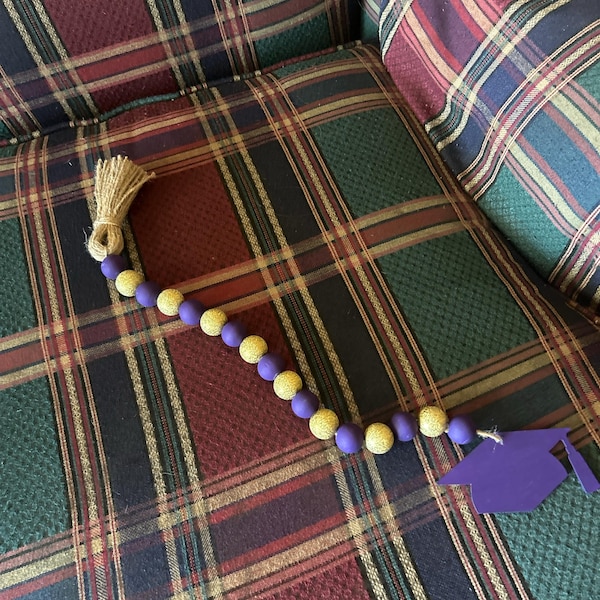 Graduation Party Decoration - Tiered Tray Decor - Wood Bead Garland ...