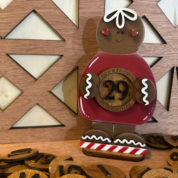 Standing Countdown Gingerbread SVG Laser Cut File | Christmas SVG File ...