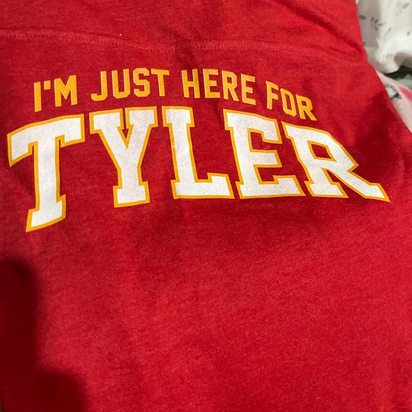 I'm Just Here for Tyler Hynes Striped T-shirt Holiday Touchdown ...