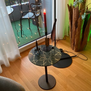 Handmade Blue Glass Mosaic Unique Round Table for Living Room Decor ...