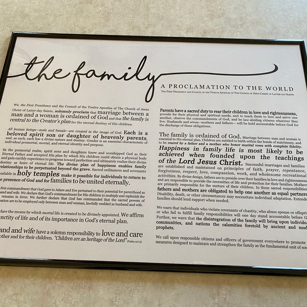 Horizontal Family Proclamation Print- LDS- Various Sizes- Cursive - Etsy