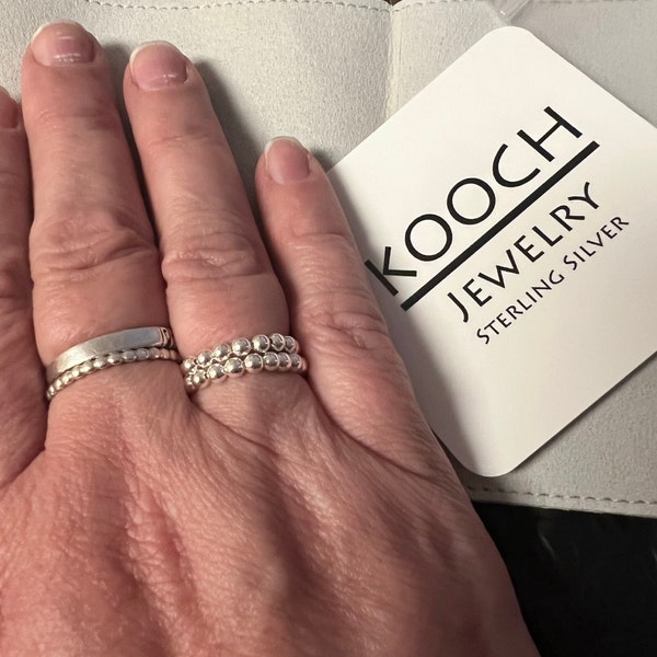 925 Sterling Silver Stretch Rings Stack of 2, Stacked Rings, Womens ...